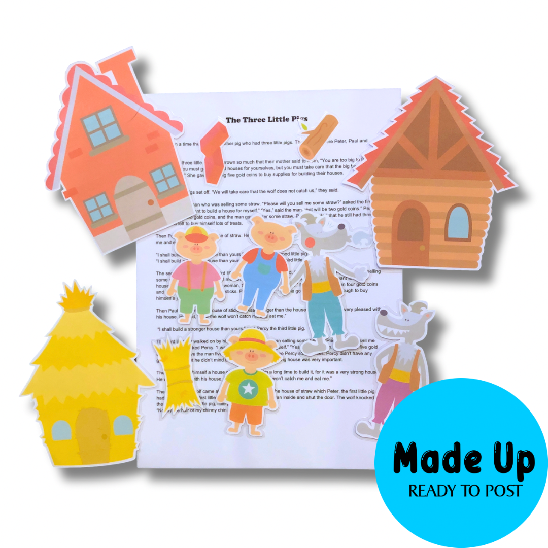 The Three Little Pigs - Printed and Made-Up Magnetic Board Story ...