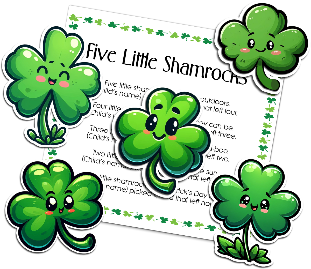 Five Little Shamrocks - Digital, Printable Magnetic Board Poem ...