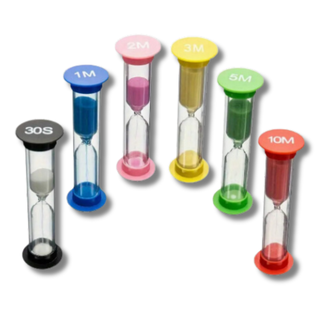 Set Of 6 Colourful Sand Timers – Learning Differently NZ