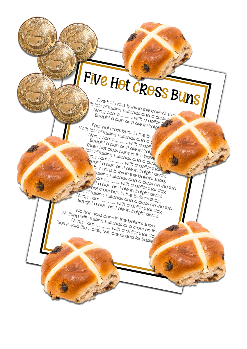 Five Hot Cross Buns - Printable Board Poem – Learning Differently NZ