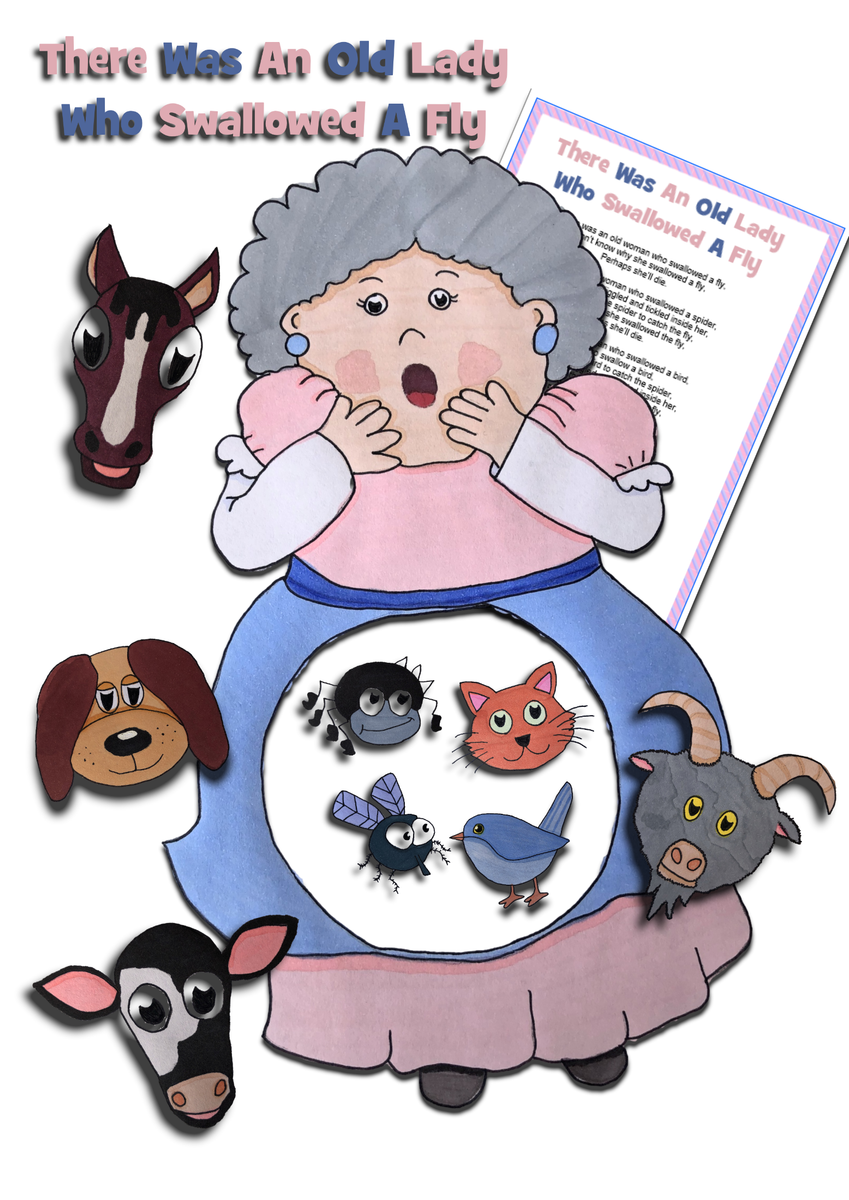 There Was An Old Lady Who Swallowed A Fly - Printable Board Story ...