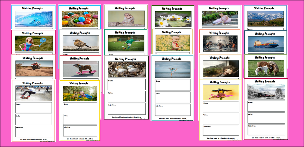 Parts of Speech Writing Prompts - Printable Dry Erase Cards – Learning ...